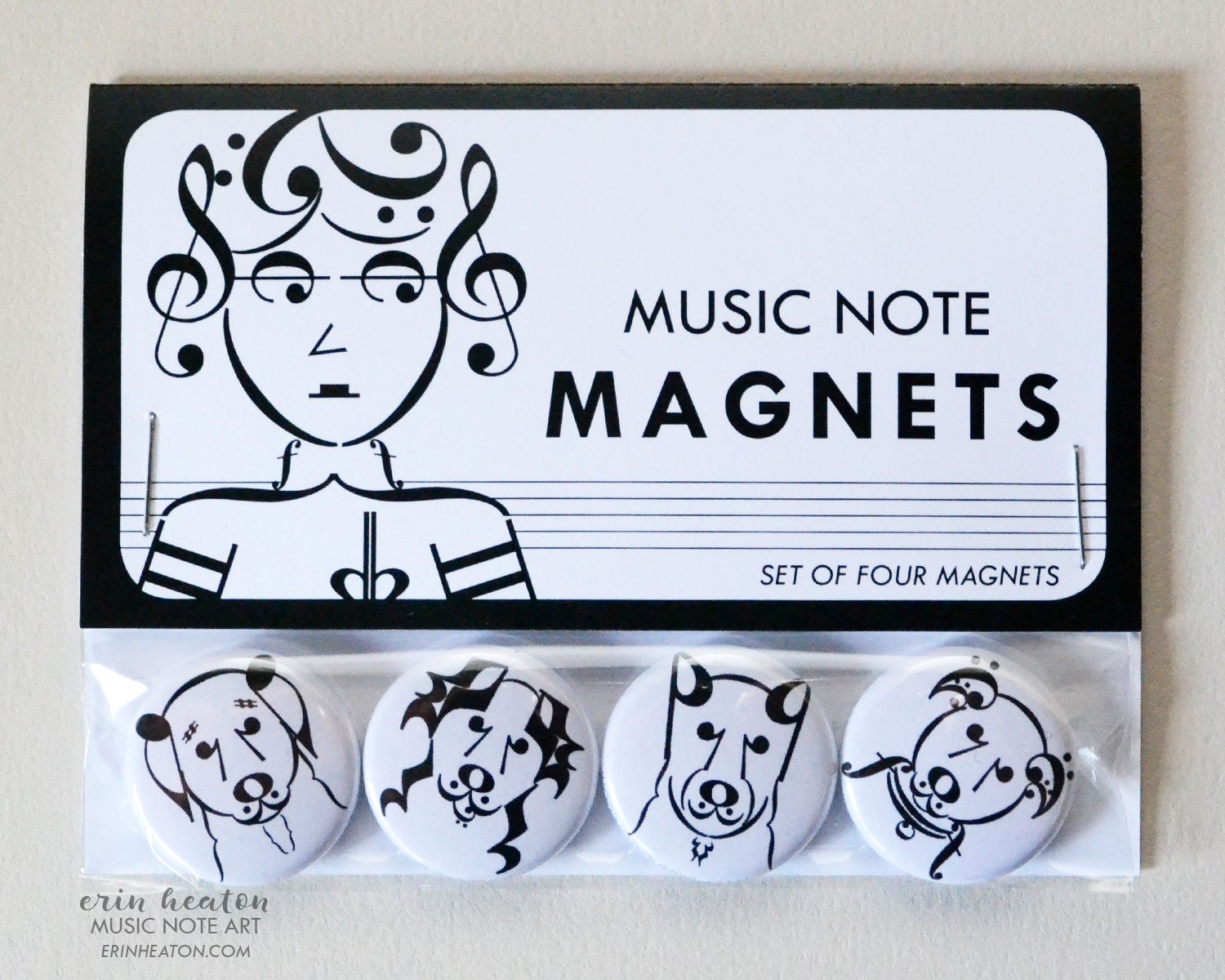Music Magnets / Set of 4 MUSIC NOTE Magnets or Buttons // DOG | Etsy