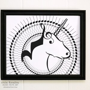 Music Art / UNICORN Music Note Art Print 5x7, 8x10, 11x14 Fine Art ...