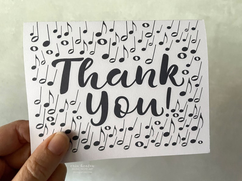Printable MUSIC NOTE Confetti Thank You Card PDF Instant - Etsy