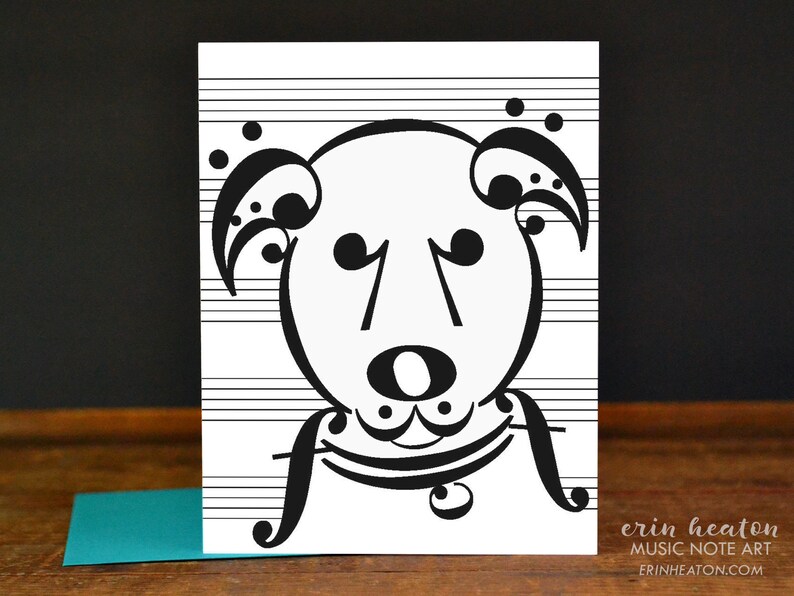 Music Note Cards / Set of 8 DOG Music Note Greeting Cards / - Etsy