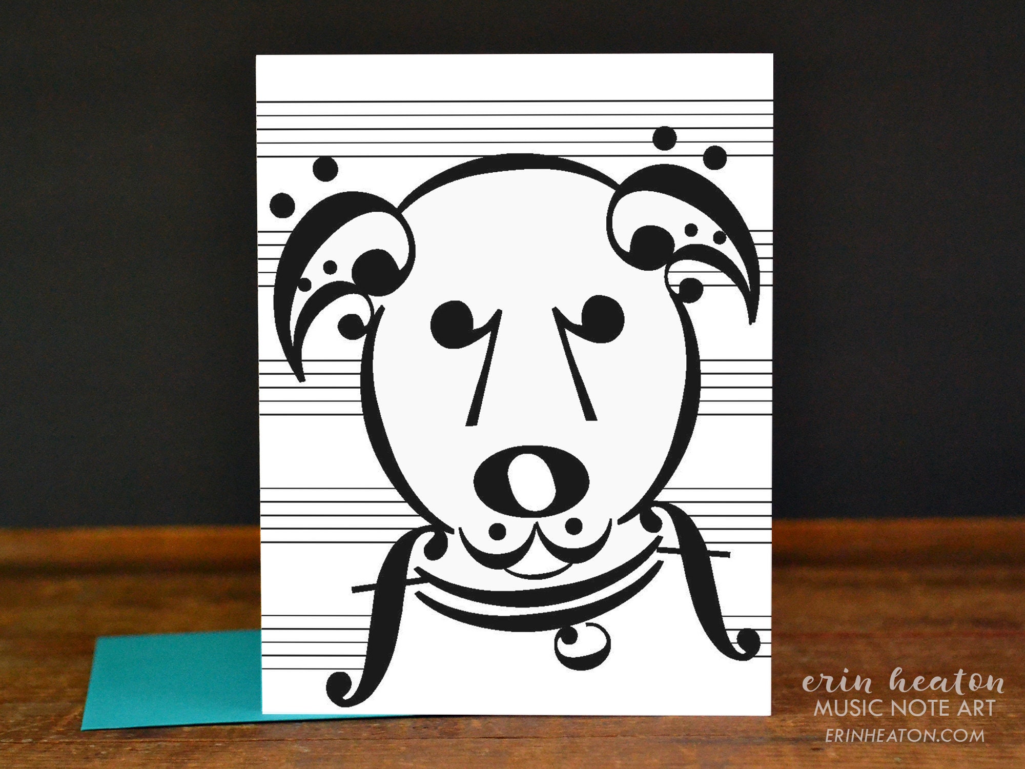 Music Note Cards / Set of 8 DOG Music Note Greeting Cards / | Etsy