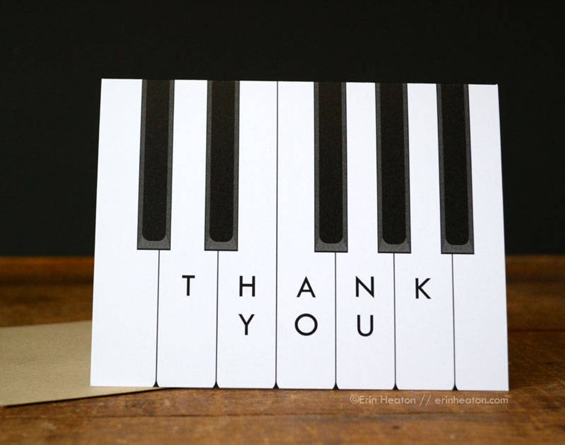 PIANO Teacher Thank You Card / Music thank you note / Black | Etsy