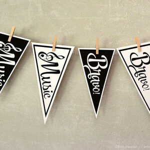Music Party Decor / Printable MUSIC and BRAVO Pennant Flags / PDF ...