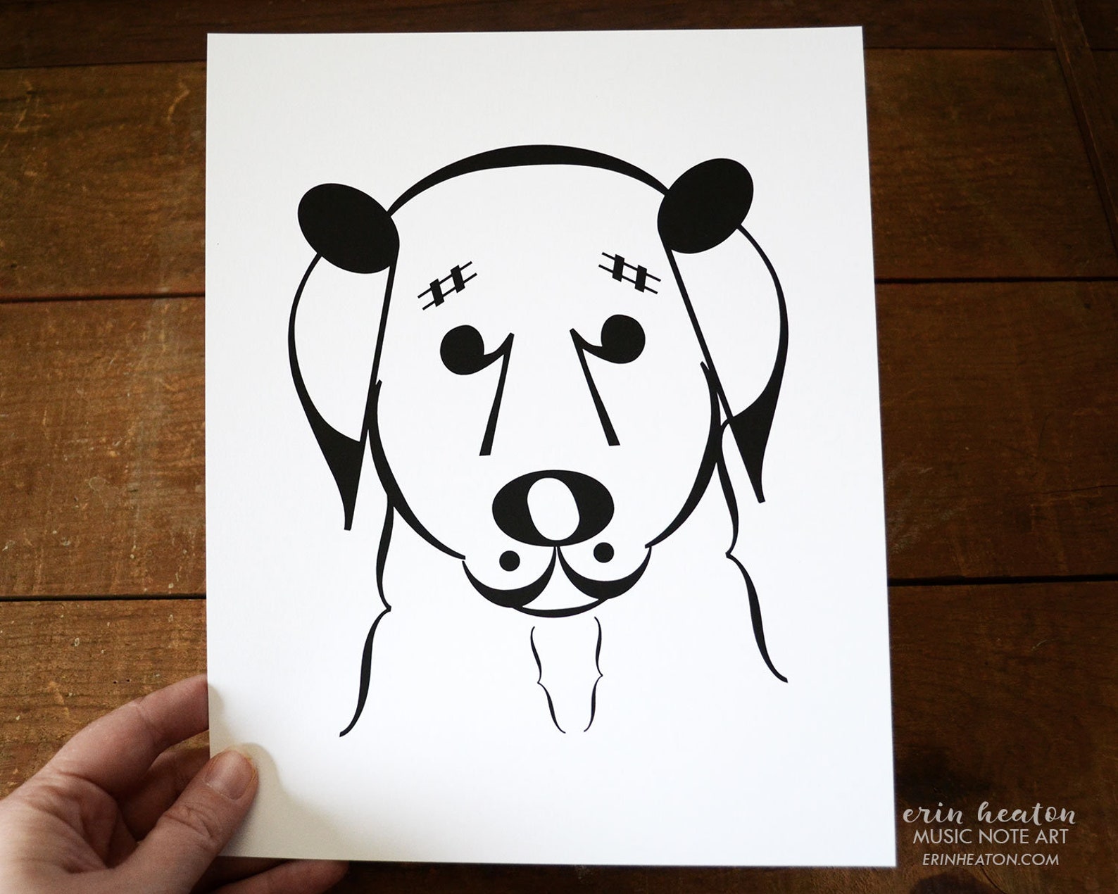 Musical Gift / BELLE Dog Music Note Art Print - 5x7, 8x10, 11x14 ...