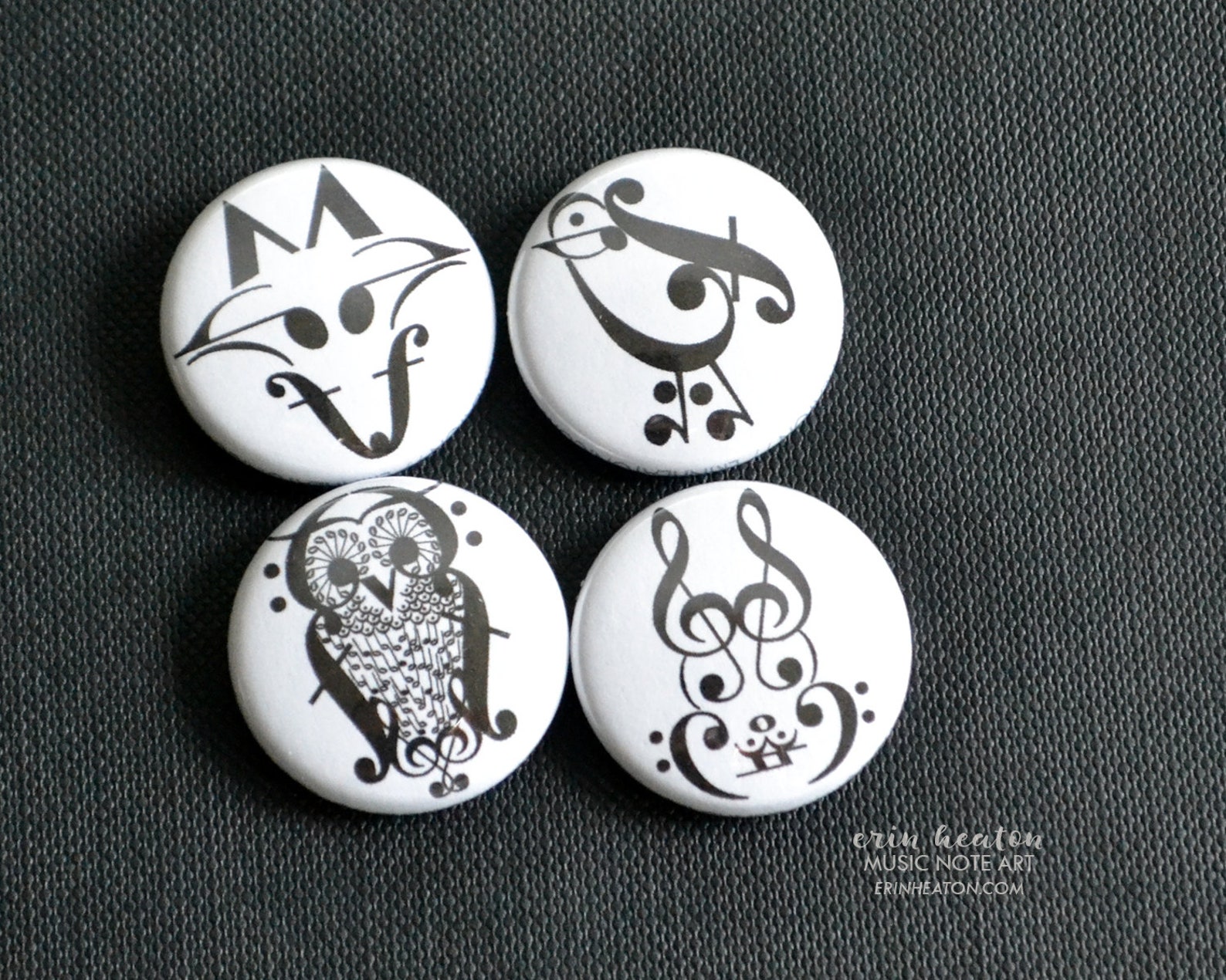 Music Buttons / Set of 4 MUSIC NOTE ANIMAL Magnets or Buttons - Etsy