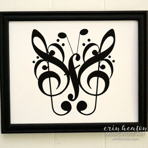Treble Clef / BUTTERFLY #2 Music Art Print - 5x7, 8x10, 11x14 Fine Art ...