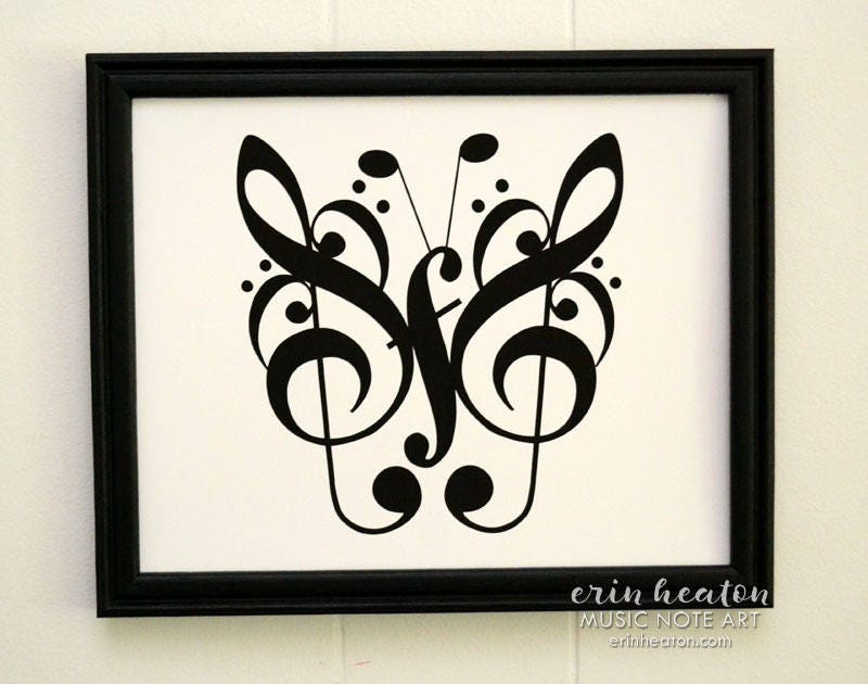 Treble Clef / BUTTERFLY #2 Music Art Print - 5x7, 8x10, 11x14 Fine Art ...