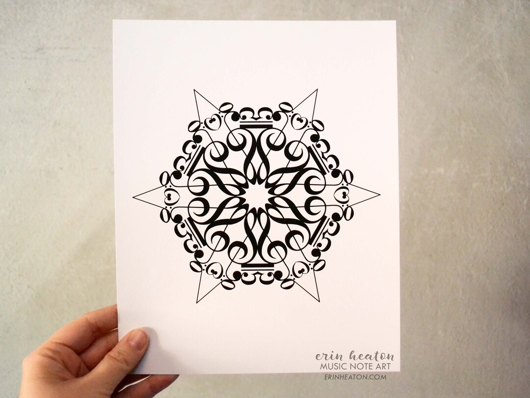 Music Gift / SNOWFLAKE 5 Music Note Art Print / Available in - Etsy