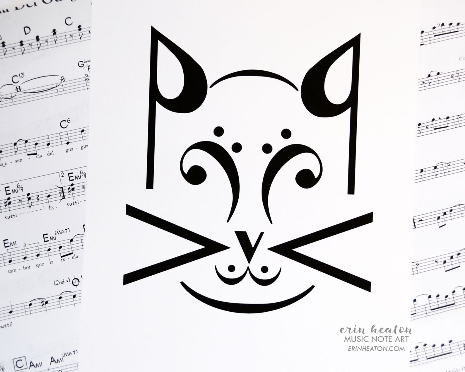 Music Note Art Print / CAT 1 Music Art Print 5x7 8x10 - Etsy