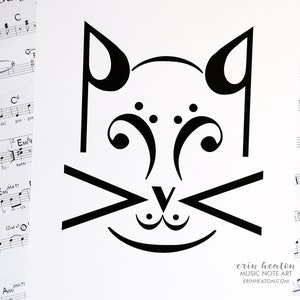 Music Note Art Print / CAT #1 Music Art Print - 5x7, 8x10, 11x14 Fine ...