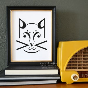 Music Note Art Print / CAT #1 Music Art Print - 5x7, 8x10, 11x14 Fine ...