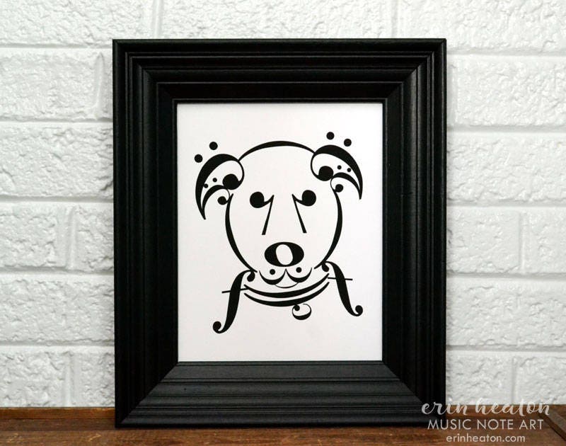 Musical Notes / UKE // DOG SERIES // Music Note Art Print / | Etsy