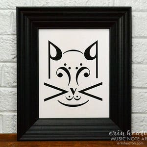 Music Note Art Print / CAT #1 Music Art Print - 5x7, 8x10, 11x14 Fine ...