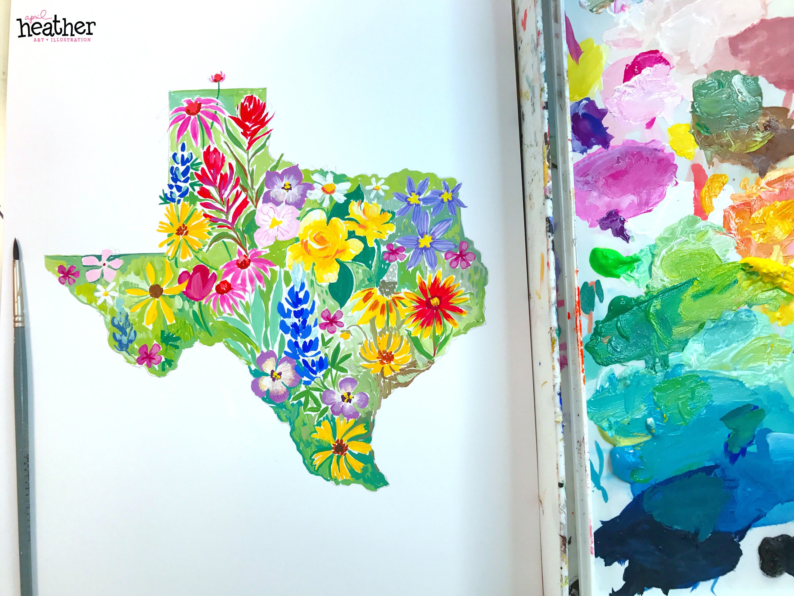 TEXAS Art Wildflower art print Texas flower floral state | Etsy