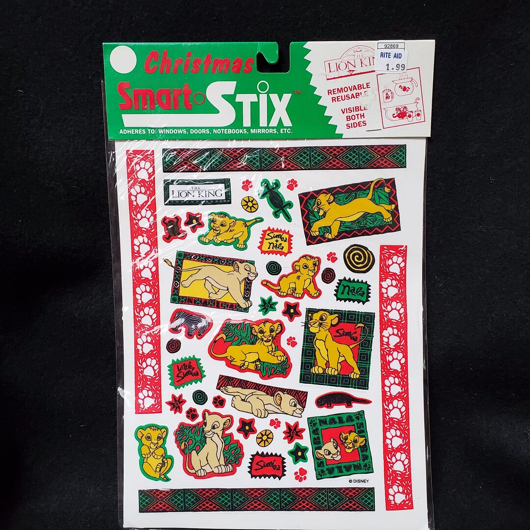 Vintage Disney the Lion King Smart Christmas Stix Removable Stickers ...