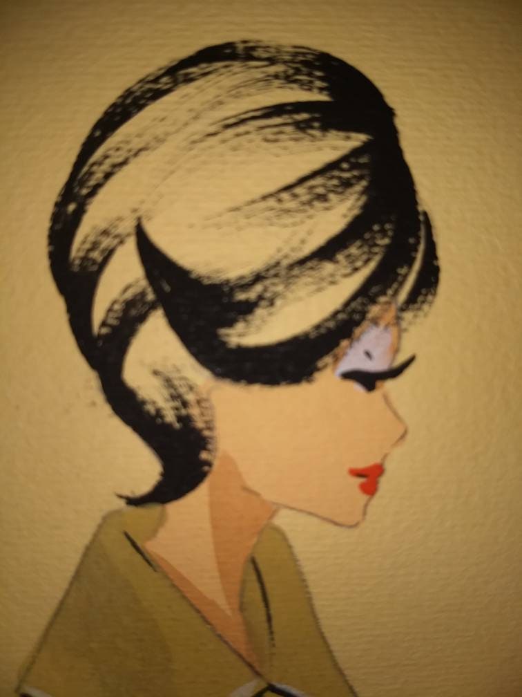 Amazing vintage 60s fashion sketch or croquis original artwork | Etsy