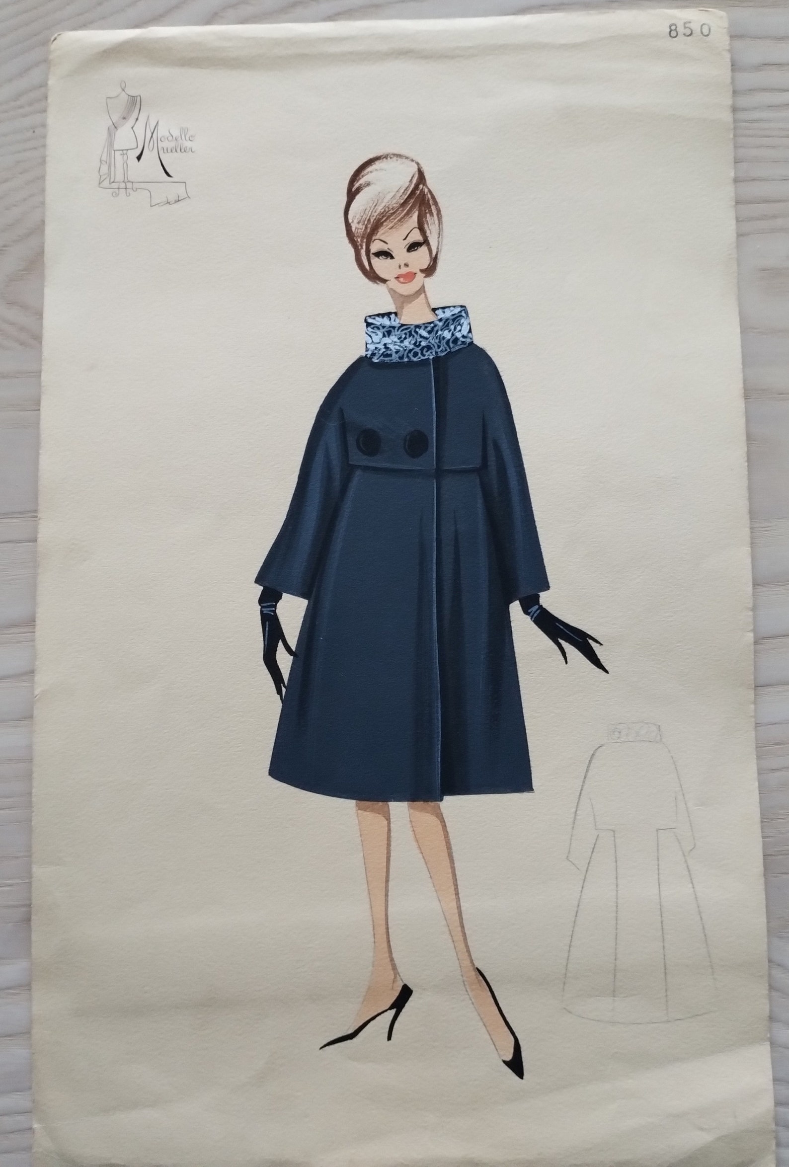 Amazing Vintage 60s Fashion Sketch or Croquis Original Artwork - Etsy UK