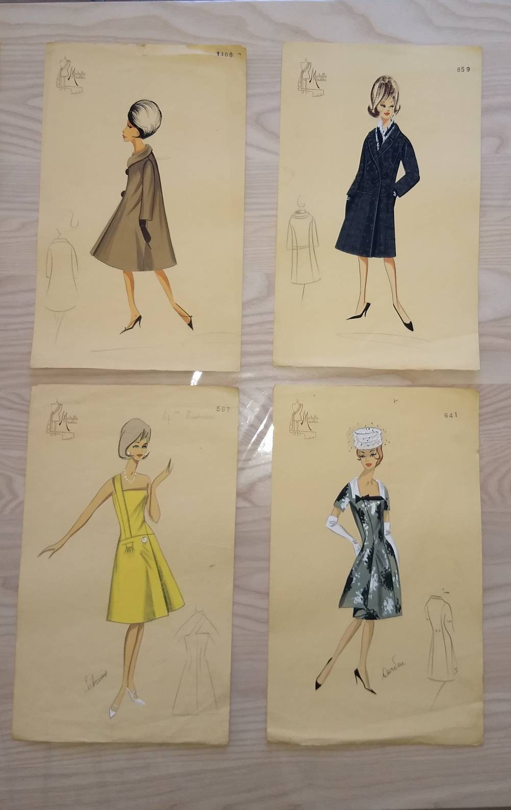 Amazing vintage 60s fashion sketch or croquis original artwork | Etsy