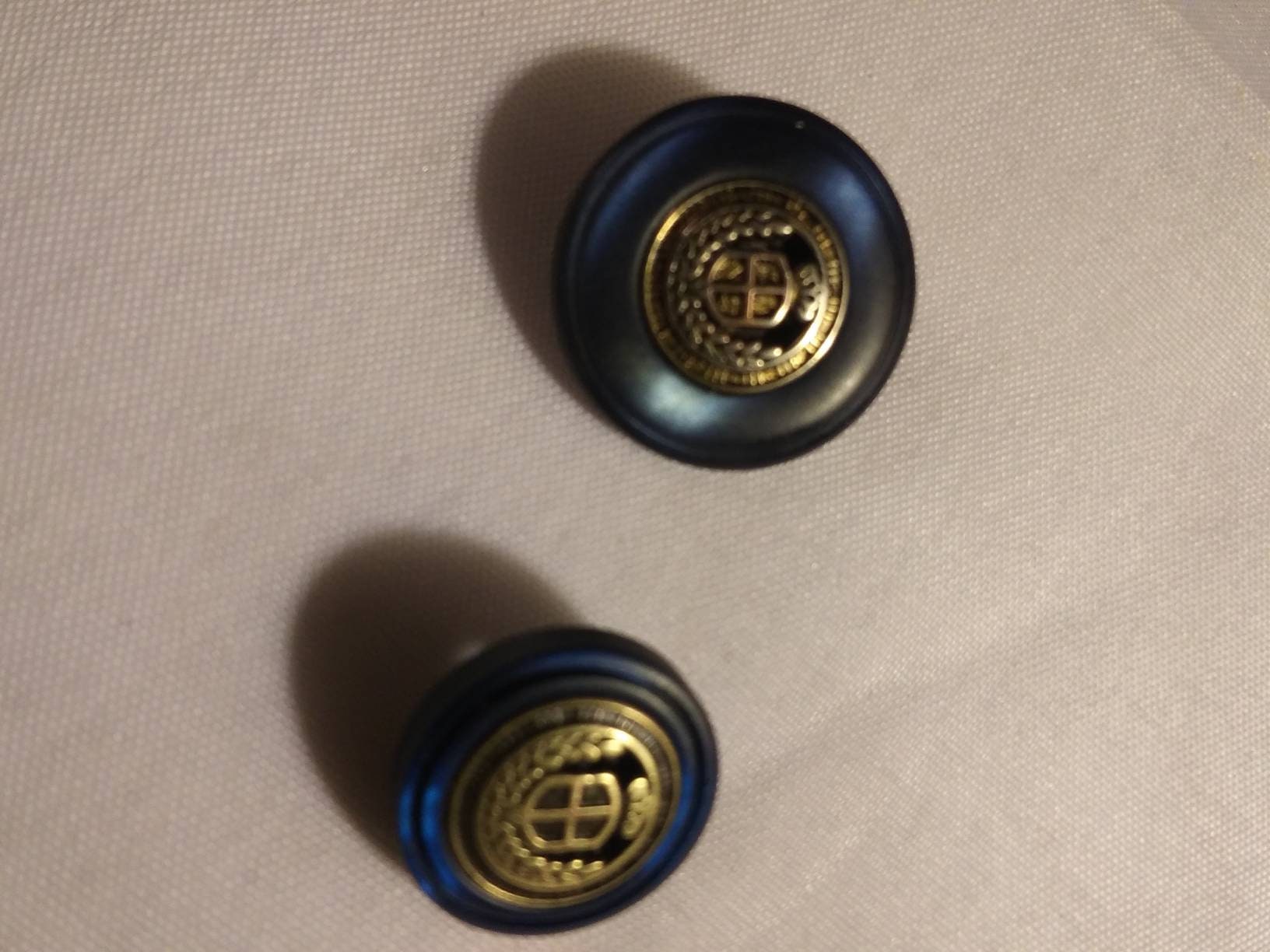 Vintage BEAUTIFUL Cobalt Blue Mother of Pearl and Brass Shank 2 Piece ...