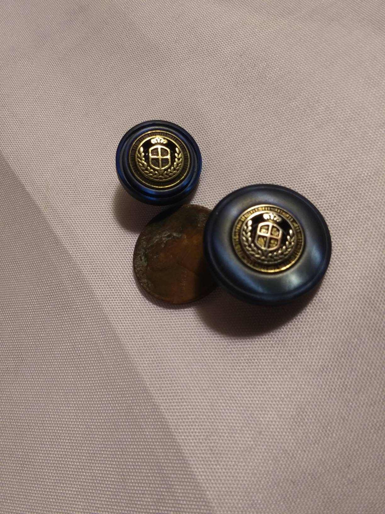 Vintage BEAUTIFUL Cobalt Blue Mother of Pearl and Brass Shank 2 Piece ...