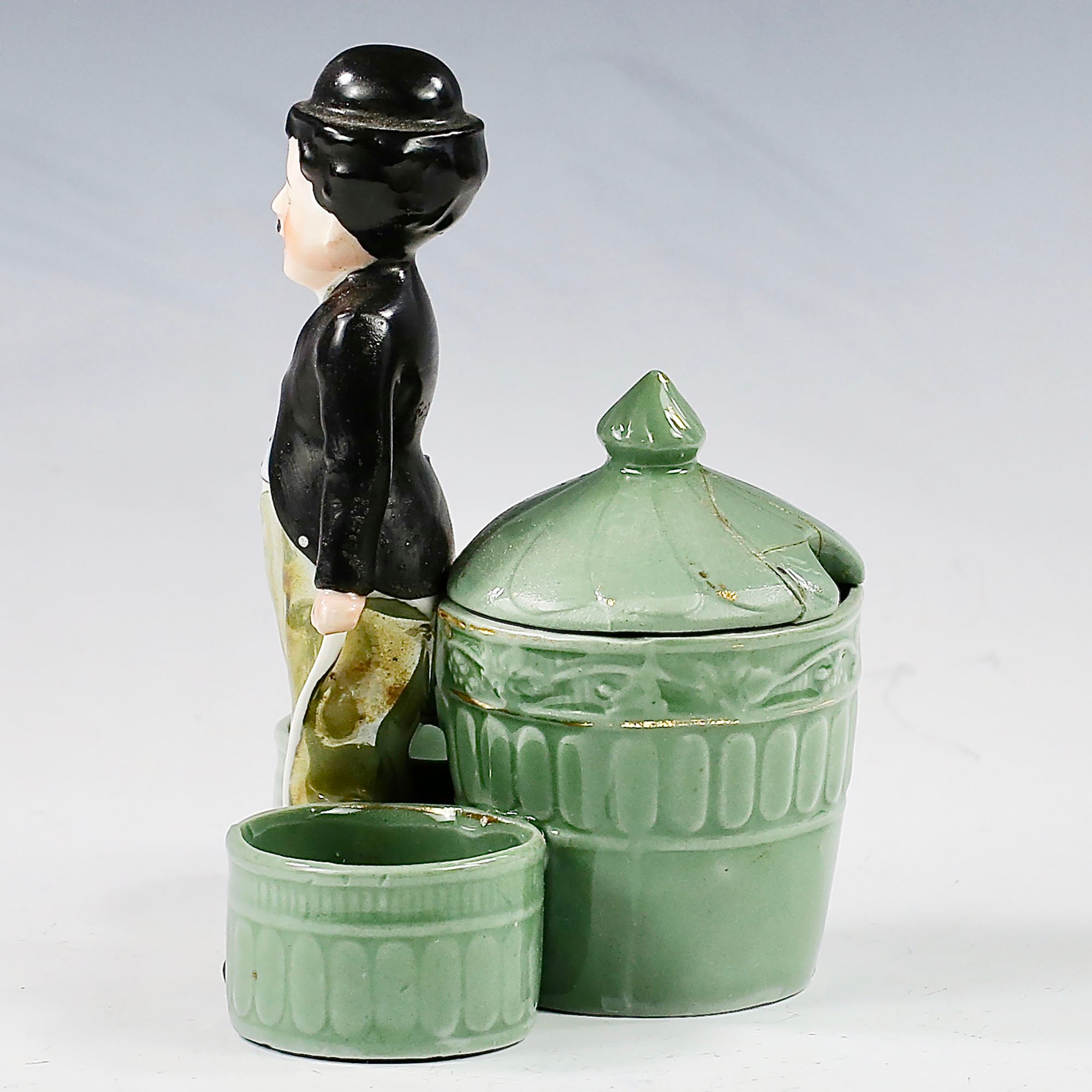 Art Nouveau Art Deco Period Mustard Pot Salt Pepper Charlie Chaplin ...
