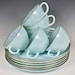 Fire King Turquoise Blue 12 Piece Snack Set Cups Plates 22k Gold ...