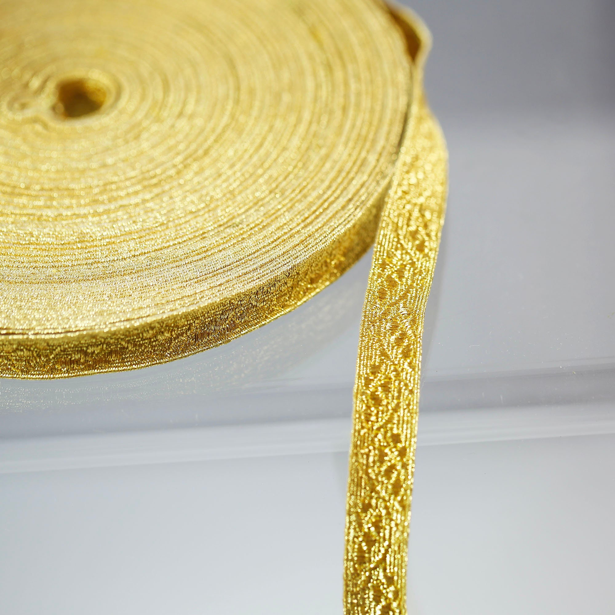 1.2cm Wide Bullion Metallic Gold Braid Trim, Lace, Ribbon, Jacquard ...