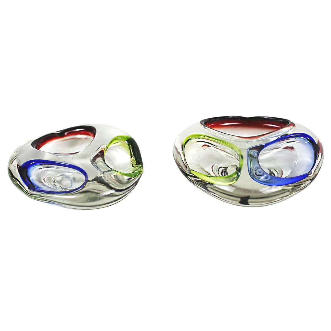 Vintage Murano Art Glass Ashtray, Tri-colour Venetian Bowl - Etsy