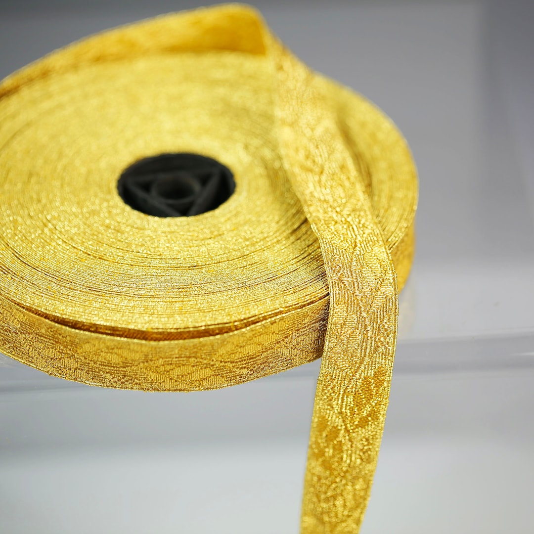 2cm Wide Bullion Metallic Gold Braid Trim, Lace, Ribbon, Jacquard ...