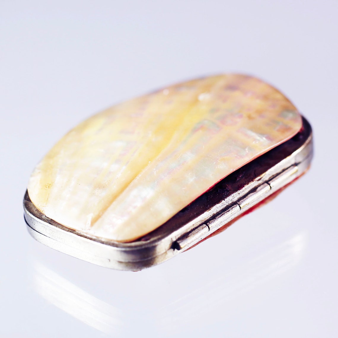 Antique Victorian Seashell Coin or Change Purse Mother of Pearl, Red ...