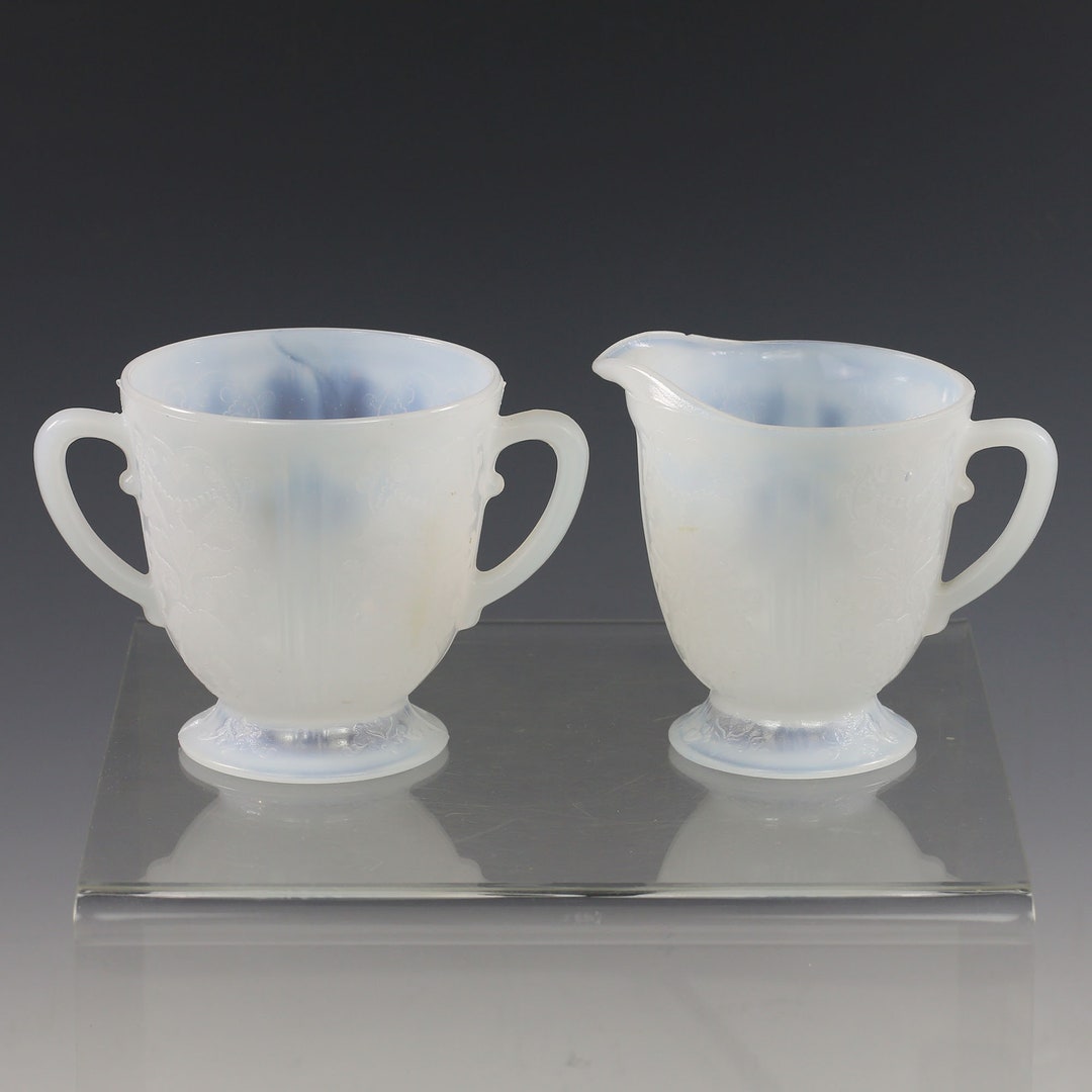 Depression Opaline Glass Creamer Sugar Macbeth Evans American ...