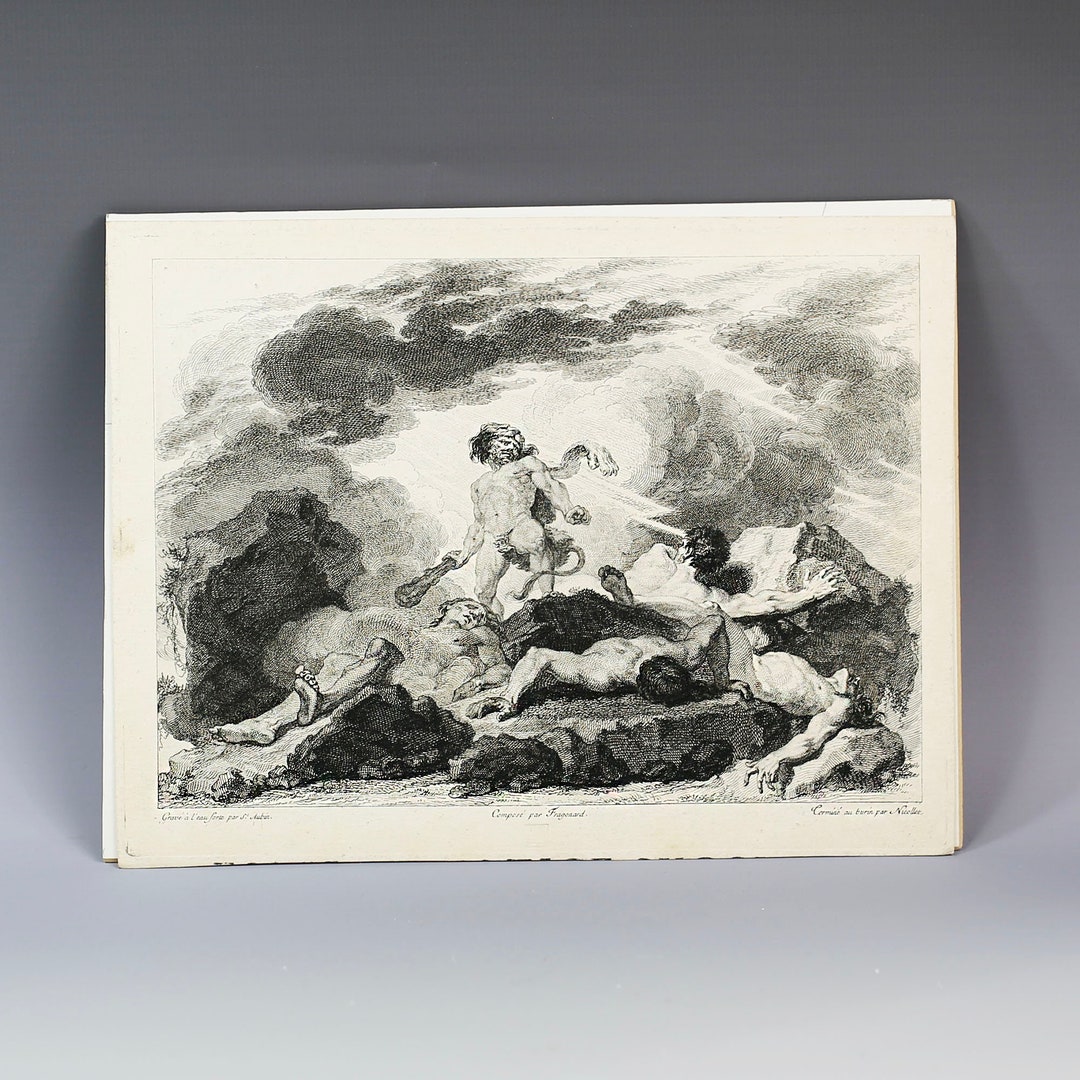 Antique Line Engraving of Thor, God of Thunder, Etching by Nicollet ...