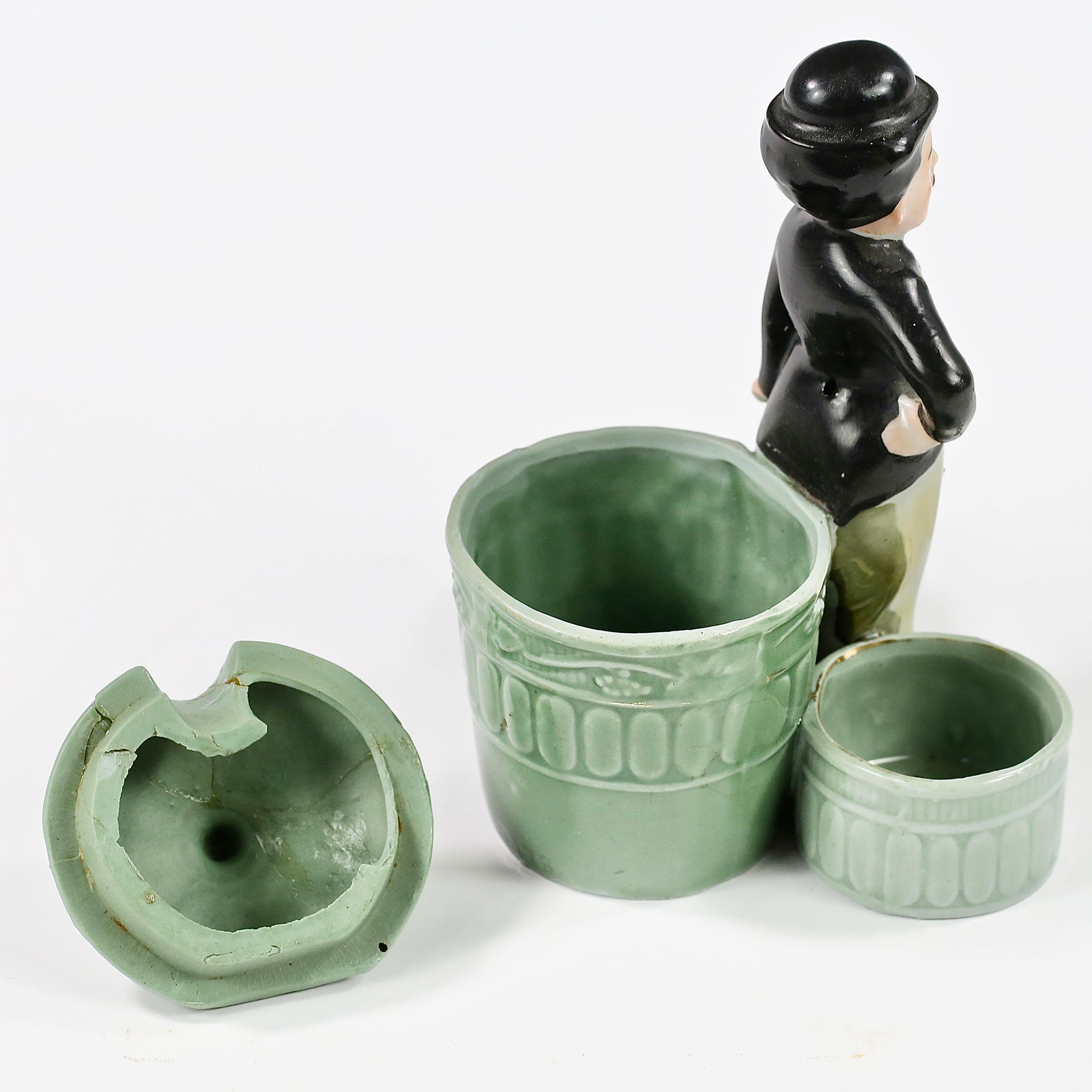 Art Nouveau Art Deco Period Mustard Pot Salt Pepper Charlie Chaplin ...