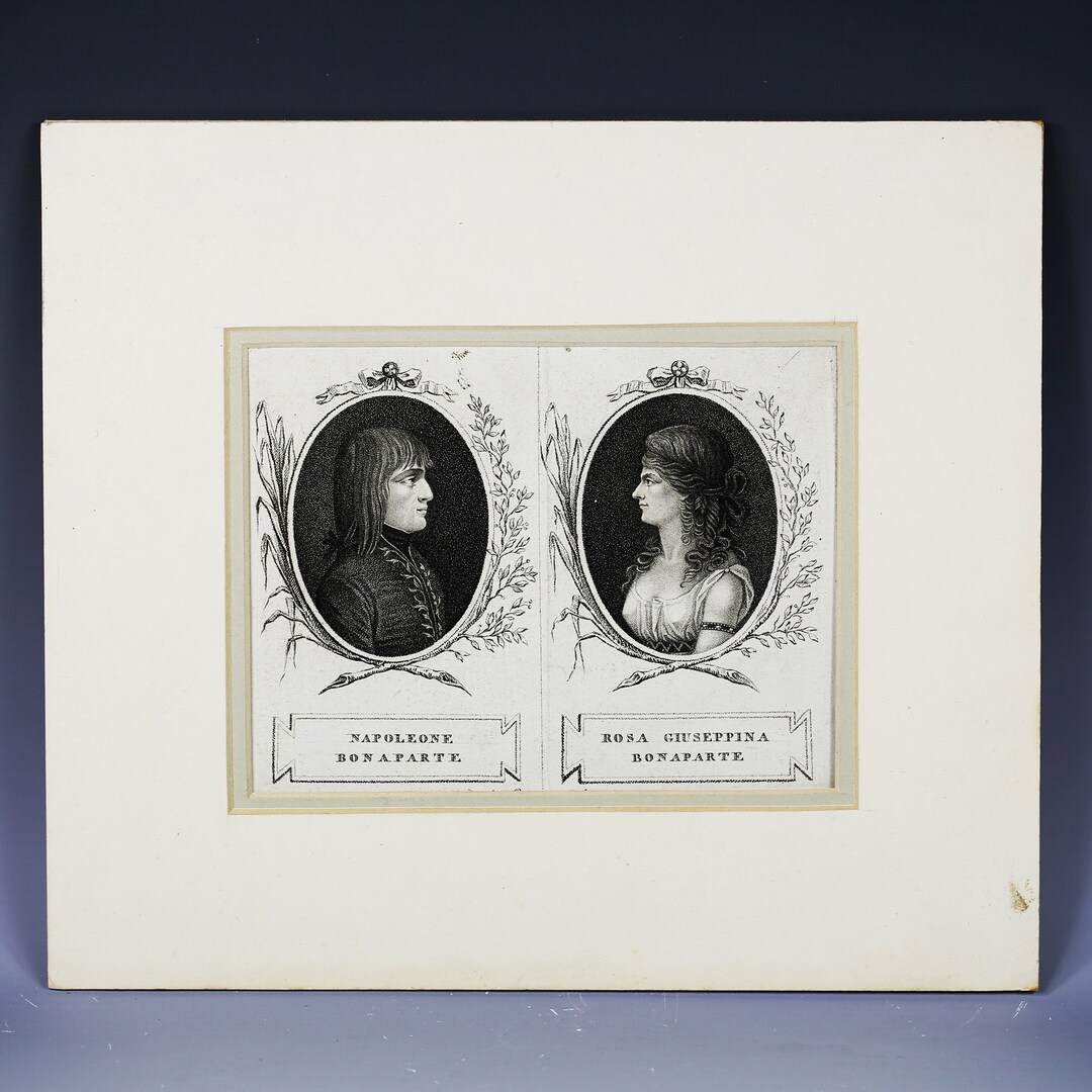 Antique Stipple Engraving Portrait of Napoleon Bonaparte and His First ...
