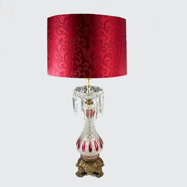 Cranberry Glass Lamp - Etsy