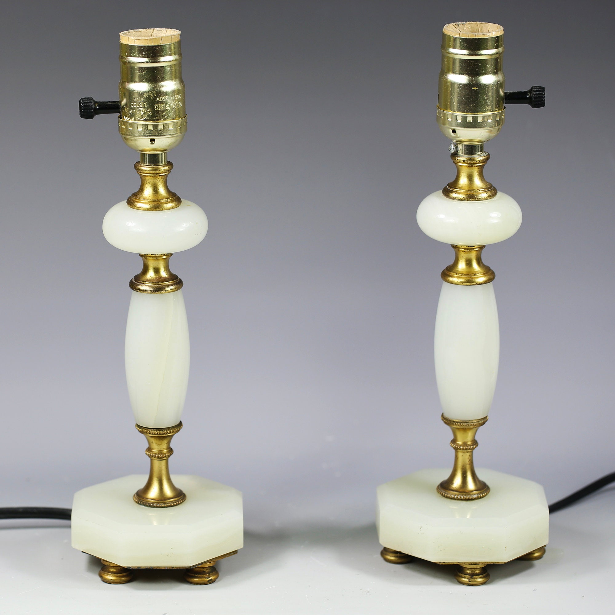 Vintage Pair of White Onyx Desk Table Lamps - Etsy