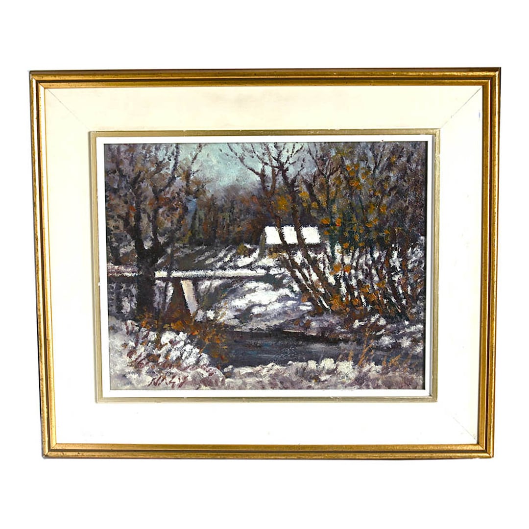 Vintage Oil on Board Winter Landscape by Gabor Nagy (1945-) Hungarian ...