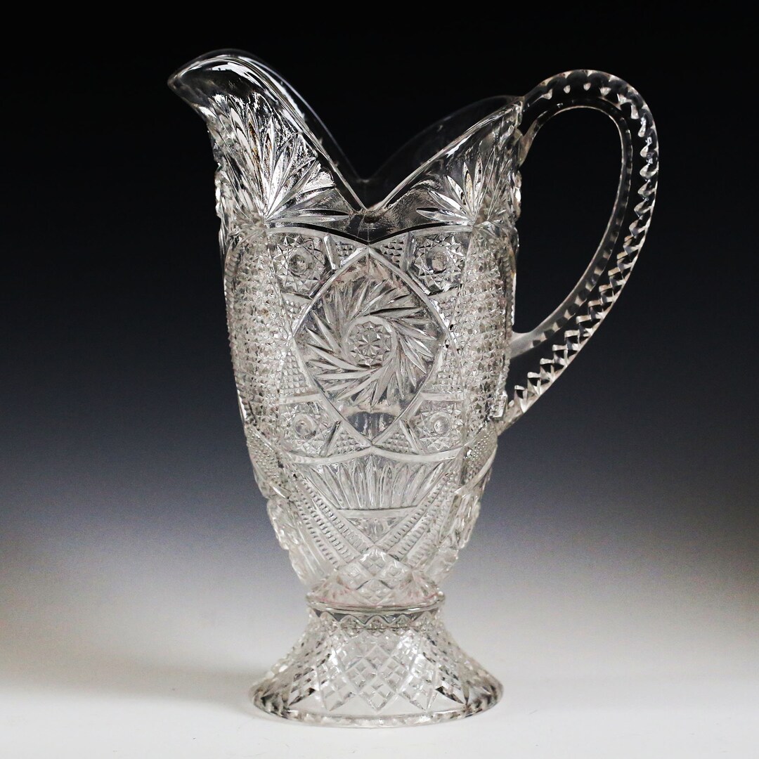 Antique C 1870 Early American Pressed Glass Water Pitcher EAPG - Etsy