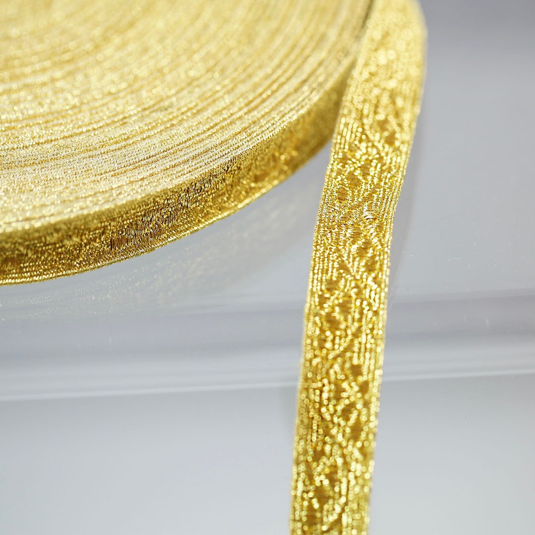1.2cm Wide Bullion Metallic Gold Braid Trim, Lace, Ribbon, Jacquard ...