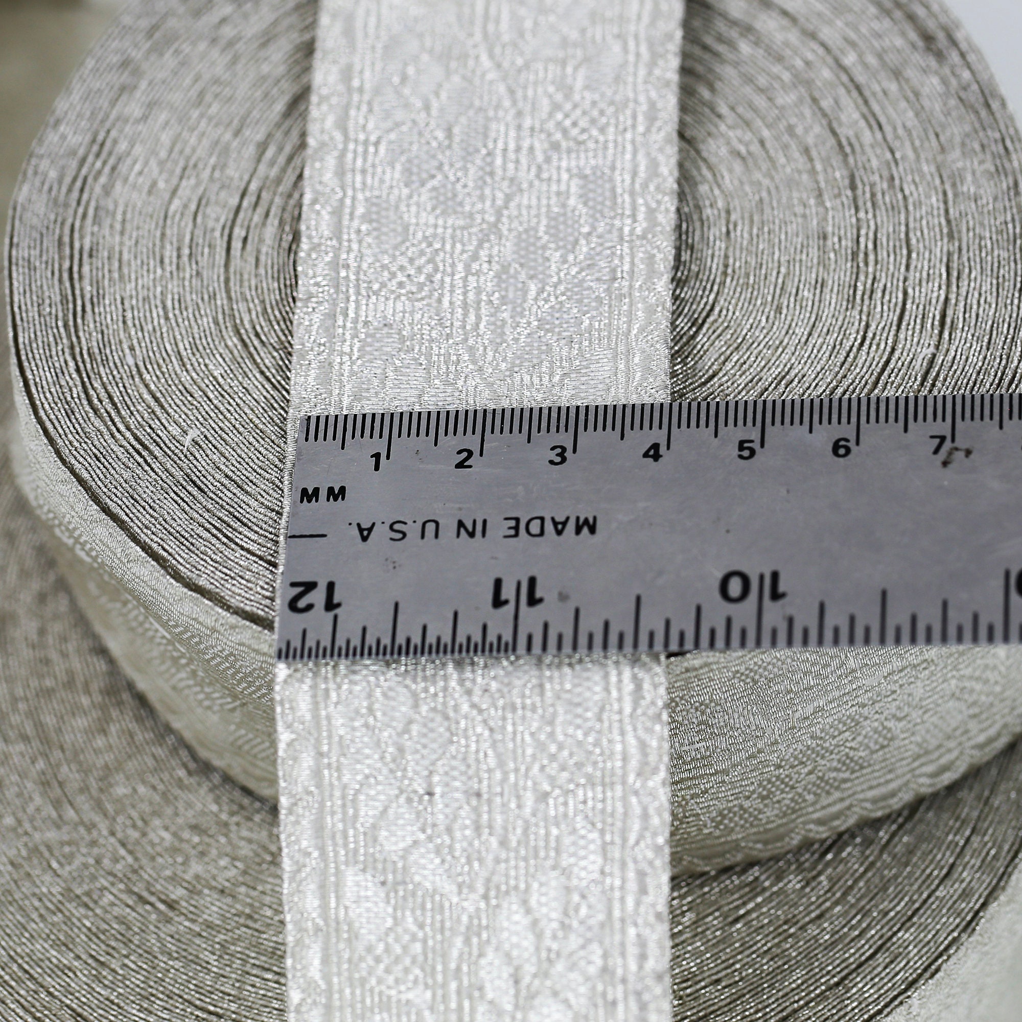 4cm Wide Bullion Metallic Silver Braid Trim, Lace, Ribbon, Jacquard ...