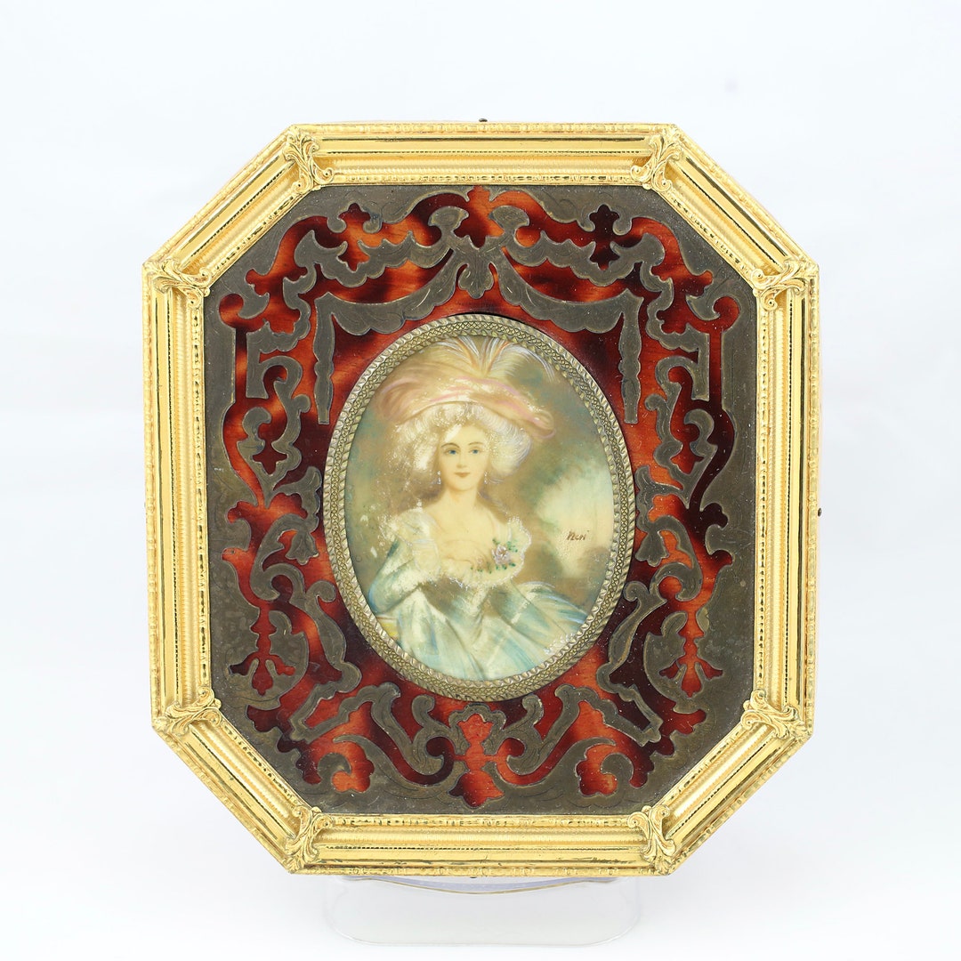 Antique French Miniature Portrait Painting Signed in Boulle Frame - Etsy