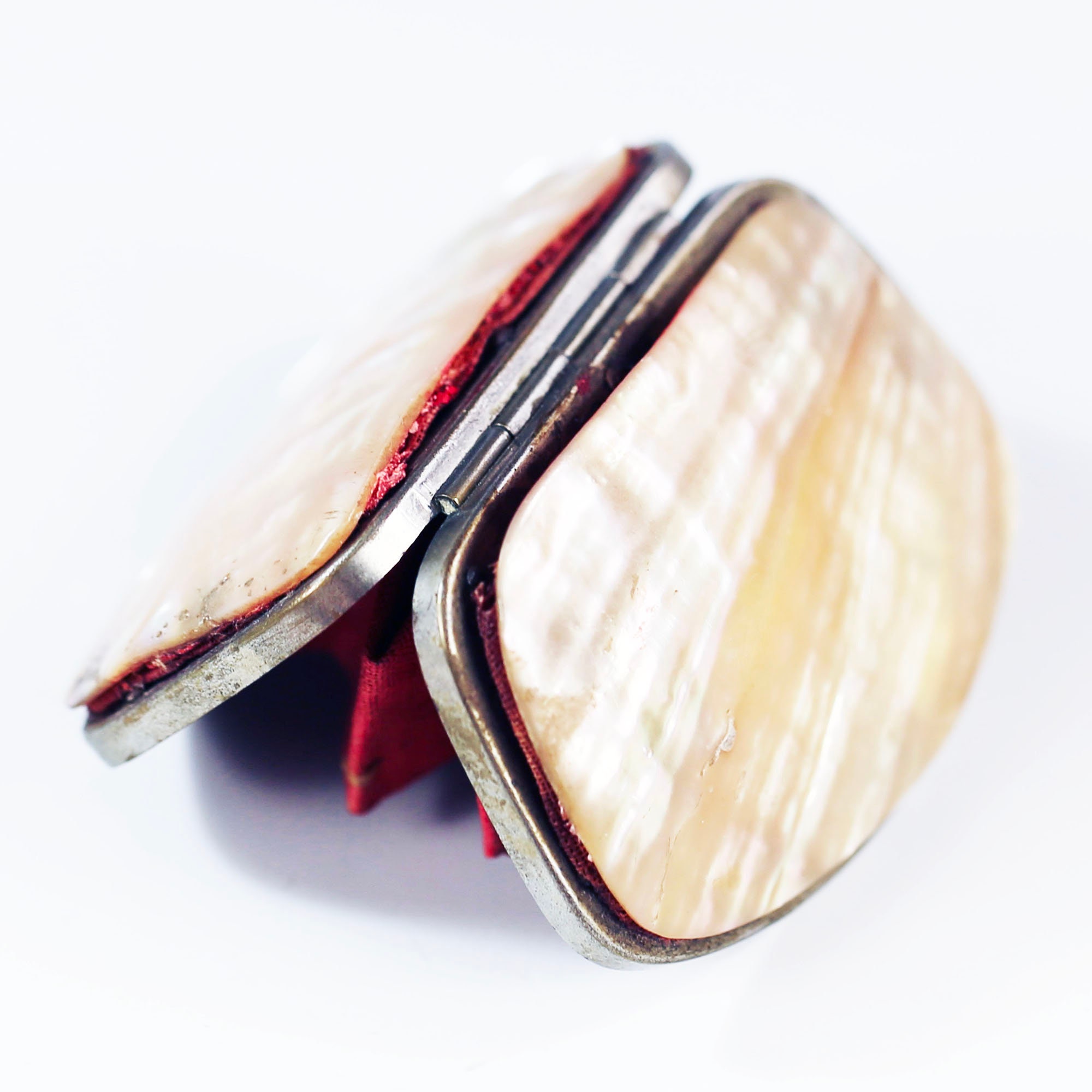 Antique Victorian Seashell Coin or Change Purse Mother of Pearl, Red ...