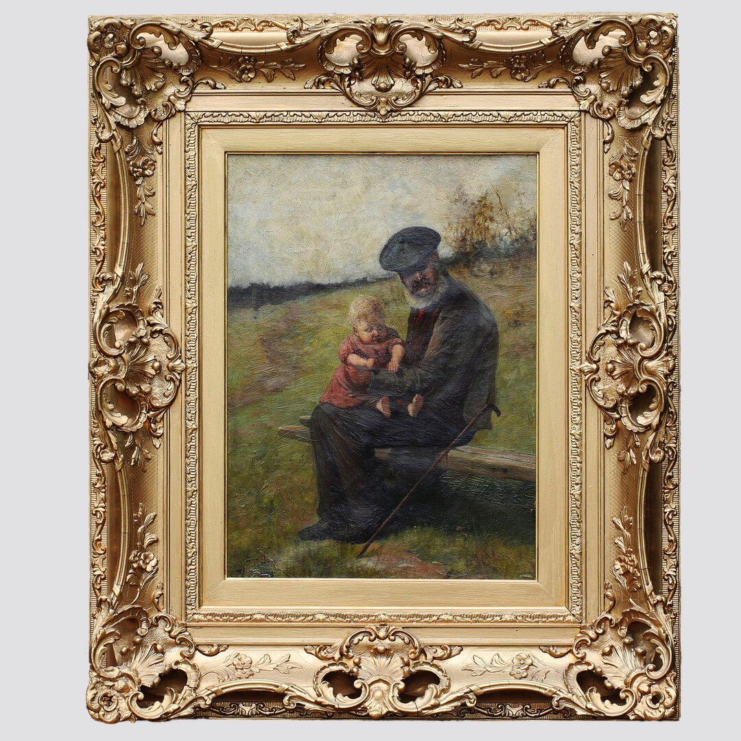 Scottish Robert Mcgregor RSA 1847–1922 Oil Canvas Painting Grandfather ...
