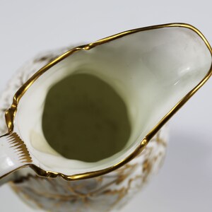 Antique Porcelain Water Pitcher White With Gold Accent on Relief ...