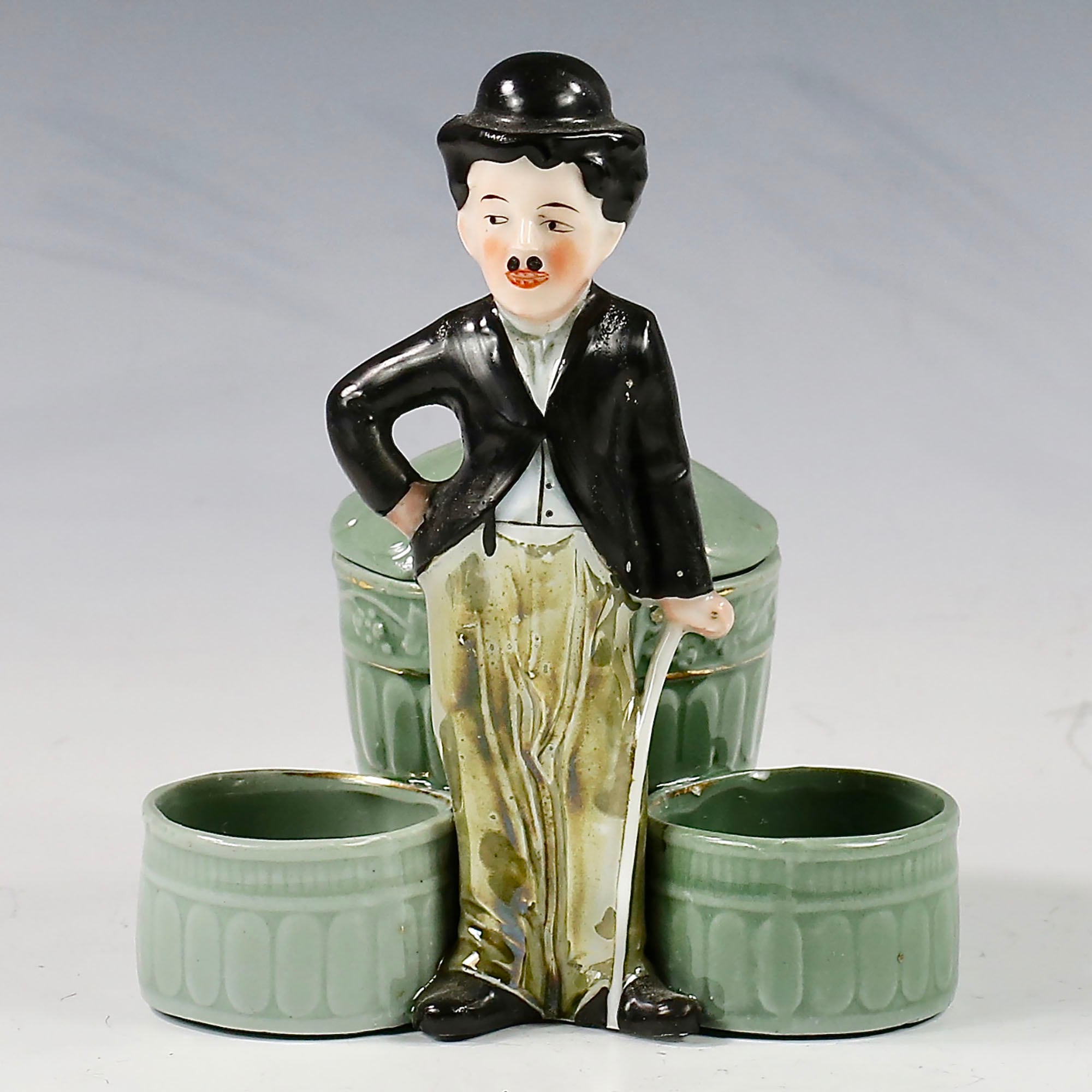Art Nouveau Art Deco Period Mustard Pot Salt Pepper Charlie Chaplin ...