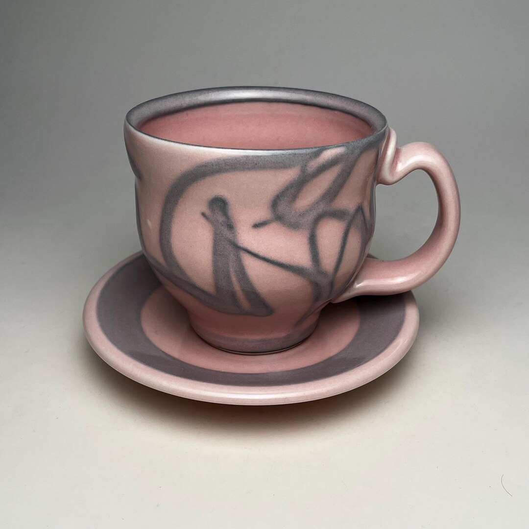 Pink Pollock Series Porcelain Waisted Mug With Saucer - Etsy