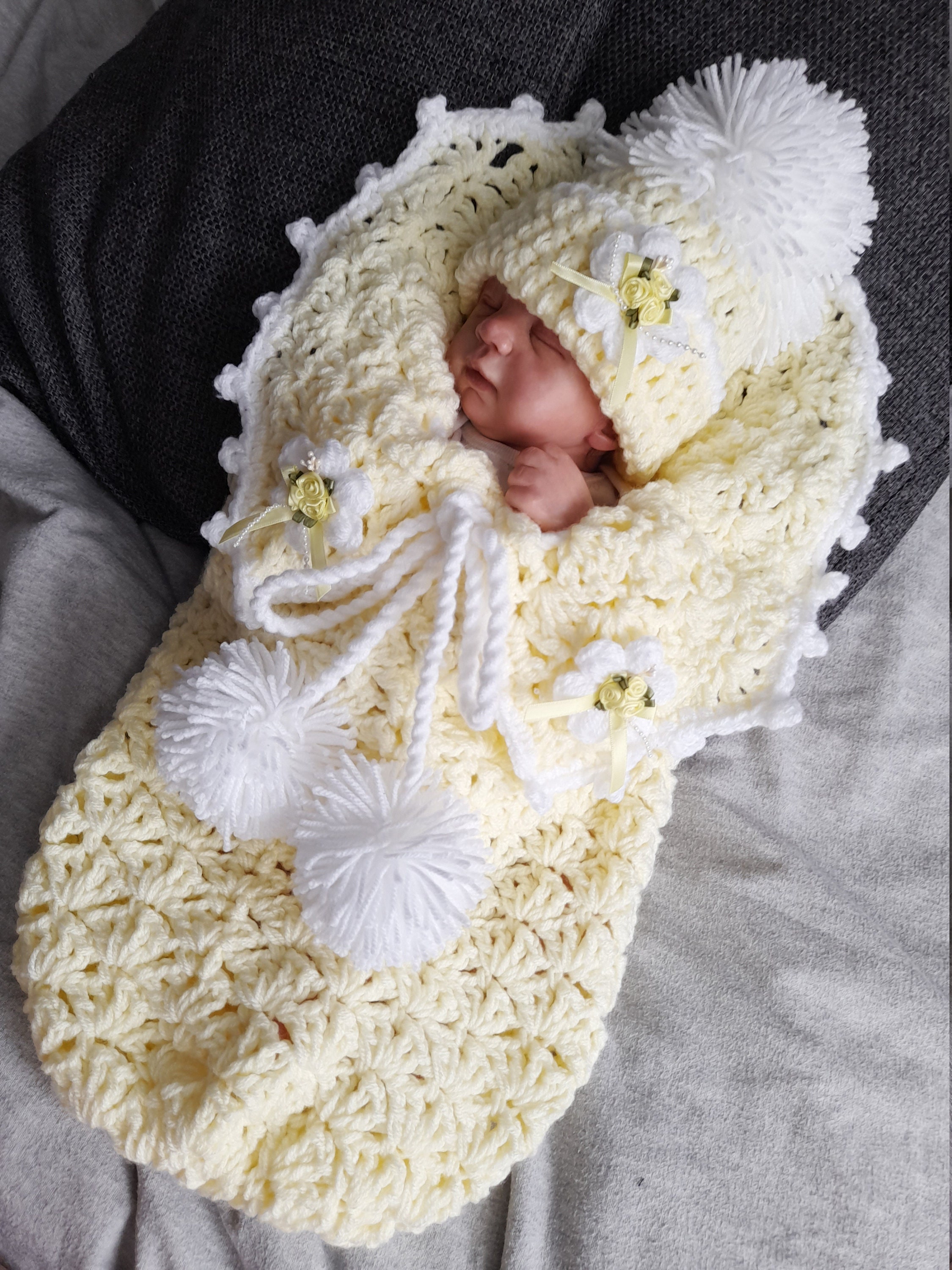Crochet Baby Cocoon and Hat Pattern, Newborn-3 Months (digital Download ...