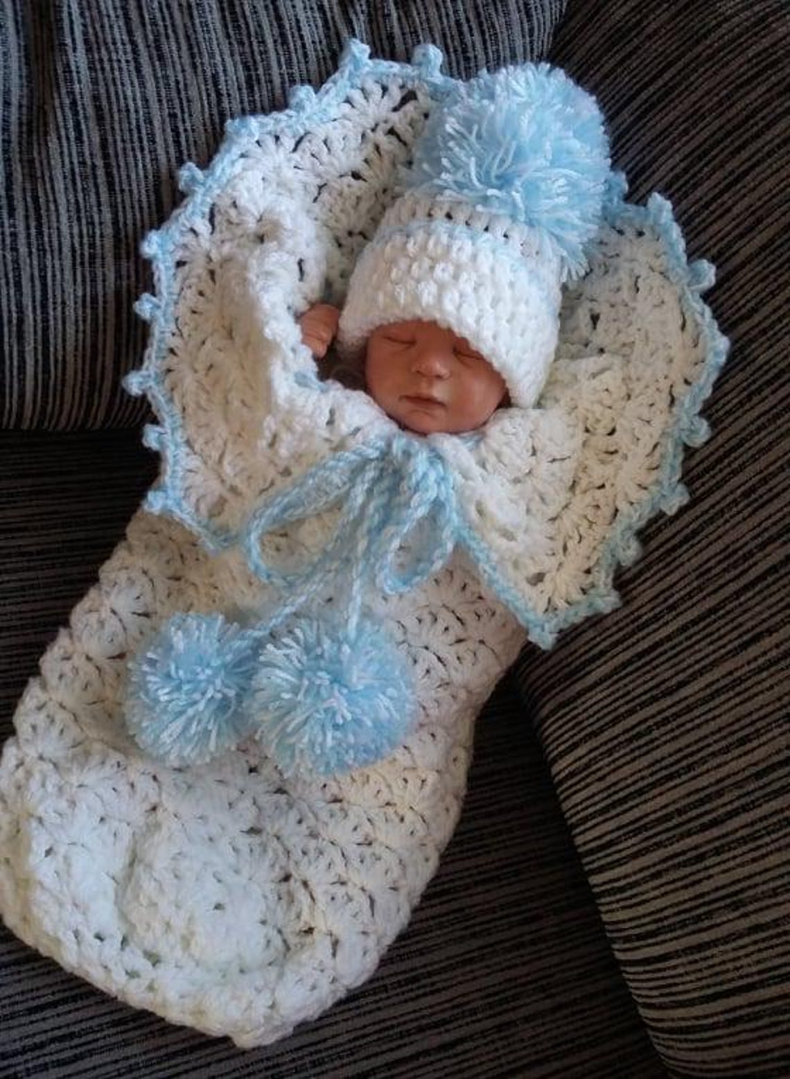 Crochet Baby Cocoon and Hat Pattern, Newborn-3 Months (digital Download ...