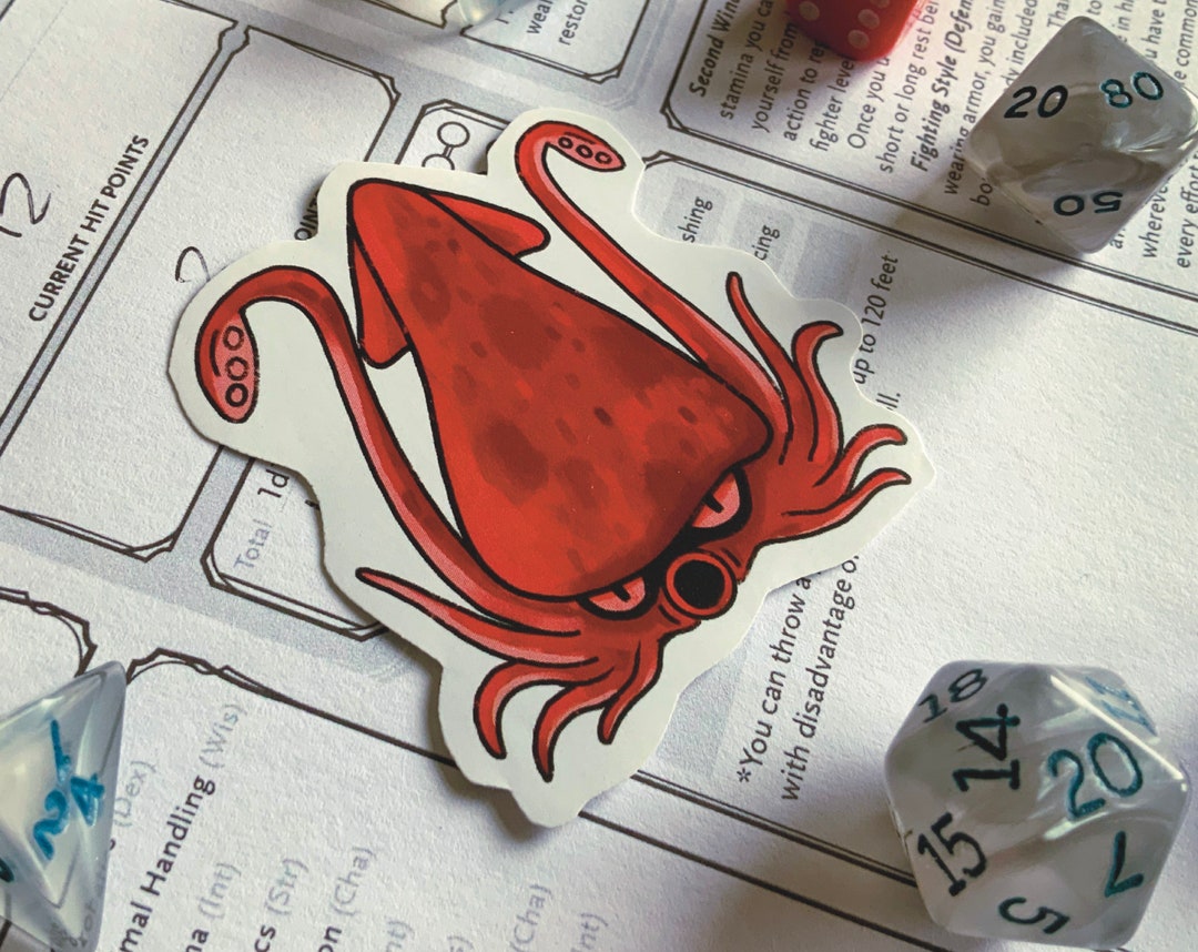 Squid Red // 6cm Dnd Cute Nerd Geek Gift // Dungeons and - Etsy UK
