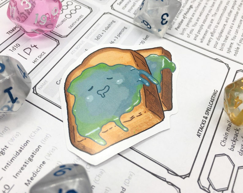 Slime Toast Sticker // 6cm Dnd Cute Nerd Geek Gift // TTRPG - Etsy